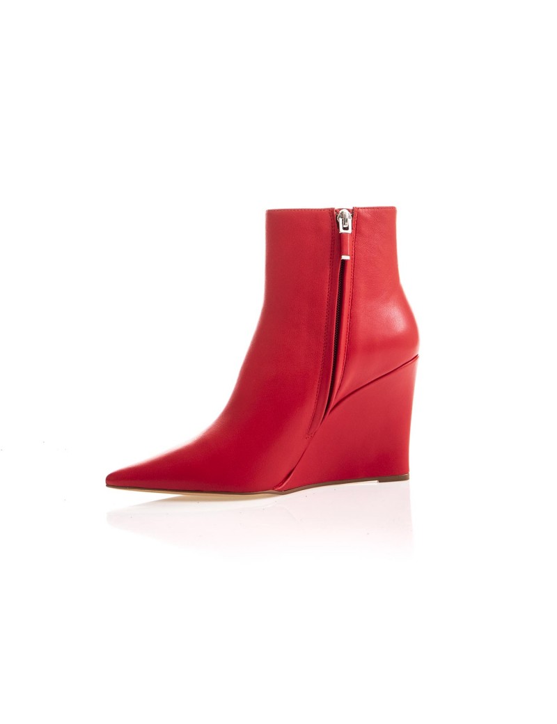 LOLA CRUZ bottines compensées en cuir rouge